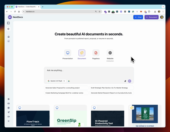 AI Report & Whitepaper Generator | NextDocs - NextDocs